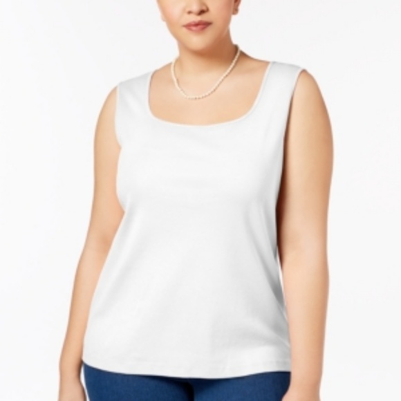 Karen Scott | Tops | New Karen Scott Plus Size Cotton Squareneck Tank ...